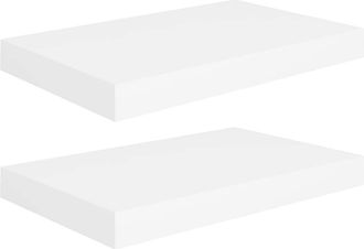 Generic Schwebendes Wandregal, 4 St&uuml;ck, MDF, Hochglanz-Wei&szlig;, Schwebendes Regal, 23/40/50/60/80/90/120 cm, Wandregal f&uuml;r Wohnzimmer/Arbeitszimmer/Bad/K&uuml;che (40