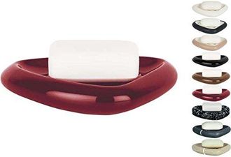 Spirella Seifenschale Steinoptik dekorative Badausstattung Seifenablage Etna Ma&szlig;e: 15 x 11 x 3 cm - Rot