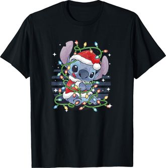 Disney Lilo & Stitch Weihnachten Tangled Lights Portrait T-Shirt