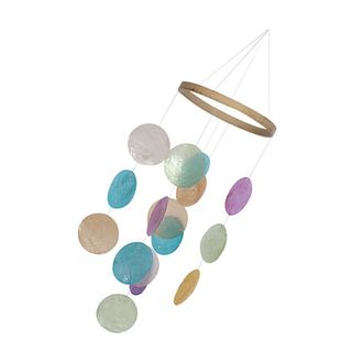 BESPORTBLE Capiz Muschel Windspiel Bunt Windglocke Garten H&auml;ngedeko Terrasse Balkon Naturholz Klangspiel Drinnen Drau&szlig;en