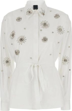 Pinko Pinko, Femme, Blouses et Chemises, Blanc, Taille: 36 FR Camicia in popeline di cotone