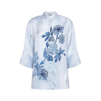 Ermanno Scervino Femme, Blouses et Chemises, Bleu, Taille: 44 FR Striped Shirt