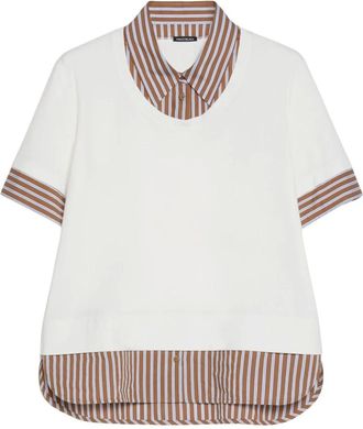 Pennyblack Femme, Tops, Blanc, Taille: 42 FR T-shirt en jersey superpos&eacute;