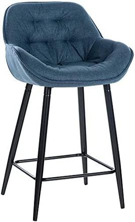 Clp Tabouret De Bar Gibson en Velours Ou Tissu I Chaise Haute avec Pieds en Metal I Assise Rembour&eacute;e, Couleur:Bleu, Mat&eacute;riel:Tissu