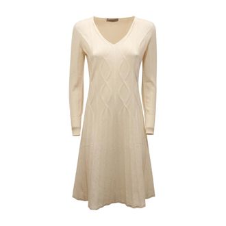 D.exterior Wollmischkleid mit V-Ausschnitt - - Dresses - Damen - Beige - S