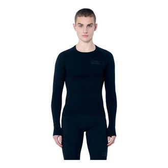 Maison Margiela Texturiertes Oberteil mit Rundhalsausschnitt und Logo-Print - - Tops - Herren - Schwarzk - S