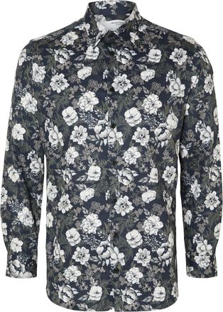 Selected SELETED HOMME Herren SLHSLIMSOHO-Ethan Shirt LS NOOS Hemd, Dark Sapphire/AOP:Big AOP, XL