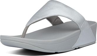 FitFlop Damen LULU TOE POST - LEATHER Zehenstütze Sandalen, Silber, 43 EU
