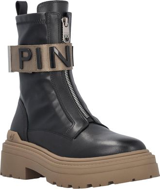 Pinko Leather Platform Ankle Boot - Black