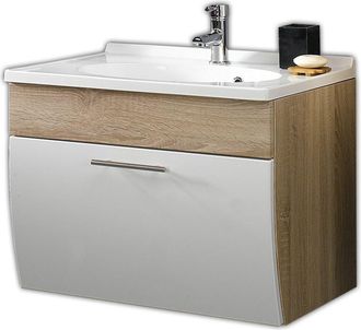 Posseik Salona Waschplatz, Sonoma/Eiche/wei&szlig;, 70 x 49.5 x 51 cm