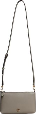 Pinko Pinko, Femme, Sacs, Brun, Taille: ONE Size Sac bandouli&egrave;re basique en cuir avec logo dor&eacute;