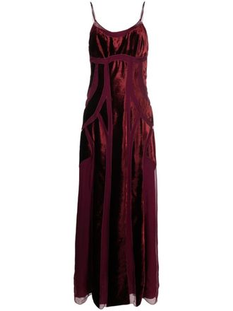 Alberta Ferretti robe longue sans manches &agrave; empi&egrave;cements - Violet