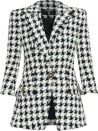 Balmain Sakko mit Hahnentrittmuster - Wei&szlig;
