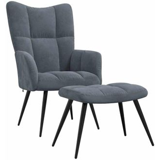 vidaXL Relaxsessel mit Hocker Dunkelgrau Samt - Vidaxl