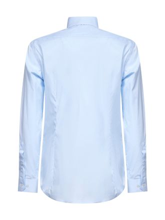 Giorgio Armani Mens Shirt Slim-Fit Light Blue Cotton