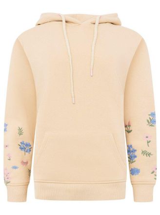 Zwillingsherz Hoodie Blumenranken mit gestickten Blumen am Arm, Kapuze, Fronttasche