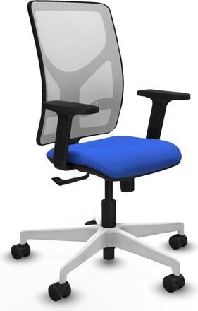 Piqueras y Crespo Computerstuhl mit Rollen mit 2D-Armlehnen, h&ouml;henverstellbare Lendenwirbelst&uuml;tze, ausgestattet mit 3 Positionen und Schneideschaum, Wei&szlig;/Blau