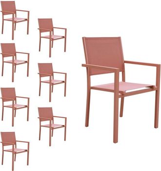 Happy Garden Happy Garden - Lot de 8 chaises en aluminium terracotta - textil&egrave;ne terracotta