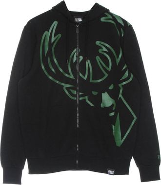 New Era Milwaukee Bucks Leichter Zip-Hoodie - - Sweatshirts & Hoodies - Herren - Schwarzk - XL