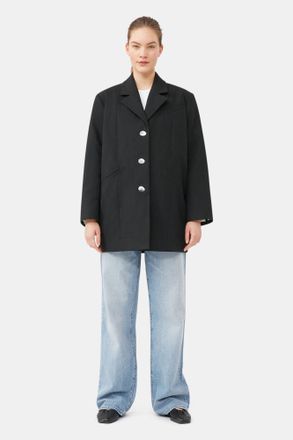 Ganni Blazer oversize en coton Noir Biologique - Taille XXS - Pour Femme
