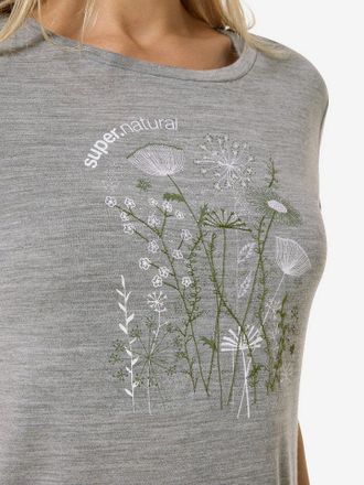 super.natural Print-Shirt f&uuml;r Damen, Merino ROCK FLOWERS TEE Blumen Motiv, atmungsaktiv