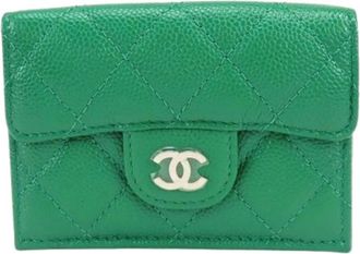 Chanel Portefeuille Tri-Fold Pre-owned - Femme - Pre-owned - Vert - Taille: ONE Size