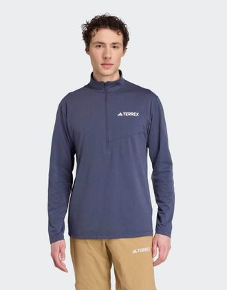 adidas Terrex Multi Climacool - T-shirt &agrave; manches longues et col zipp&eacute; - Bleu marine ombre