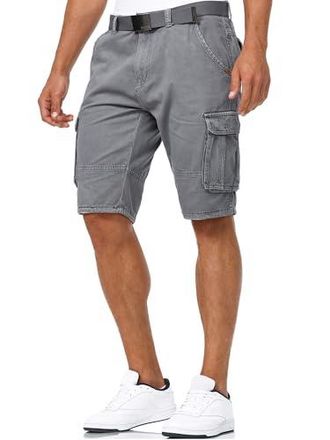 Indicode Hommes Monroe Cargo Shorts | Pantalon Court Cargo avec Ceinture Iron 3XL