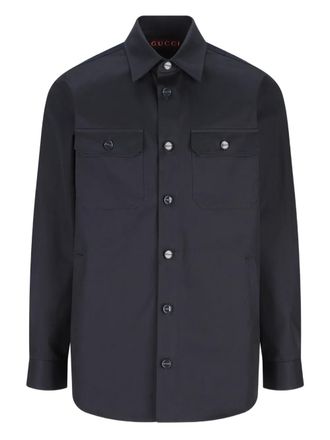 Gucci GG-motif long-sleeve shirt - Blau
