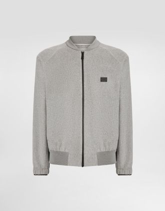 Dolce & Gabbana Bomberjacke Aus Wolle Und Kaschmir Mit Plakette - Mann Mäntel Und Jacken Grau 48