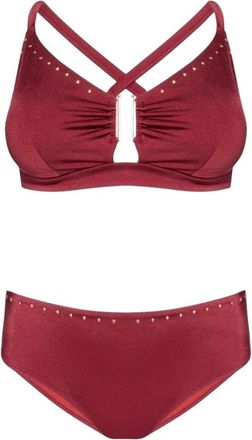 Fiorella Rubino Femme, Maillots de bain, Rouge, Taille: 40 FR Bikini avec clous et d&eacute;tail d&eacute;coup&eacute;