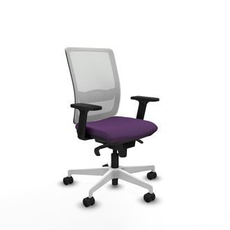 Piqueras y Crespo Moderner B&uuml;rostuhl Haches mit 2D-Armlehnen, h&ouml;henverstellbare Lendenwirbelst&uuml;tze, ausgestattet mit 5 Positionen und injiziertem Schaumstoff, Wei&szlig;/Viol