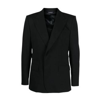 Dolce & Gabbana Schwarzer Wollblazer mit Peak Revers - - Suits - Herren - Schwarzk - XL