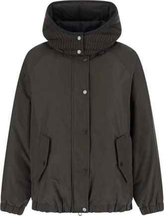 Brunello Cucinelli Techno Cotton Taffeta Outerwear Jacket - - Jackets - Damen - Braun - S