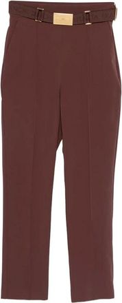 Elisabetta Franchi Femme, Pantalons, Brun, Taille: 40 FR Pantalon en tissu technique bi-&eacute;lastique avec ceinture