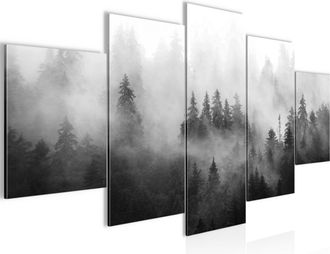 Runa Art Wandbilder Wald Natur 5 Teilig Bild auf Vlies Leinwand Deko Wohnzimmer Schlafzimmer Landschaft Schwarz Weiss 032352c