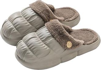 Generic Pantoufles en coton pour femme Printemps et automne avec hiver Int&eacute;rieur Non chaud Couple Hiver Fourrure Peluche Pantoufles Mignon, gris, 40.5 EU