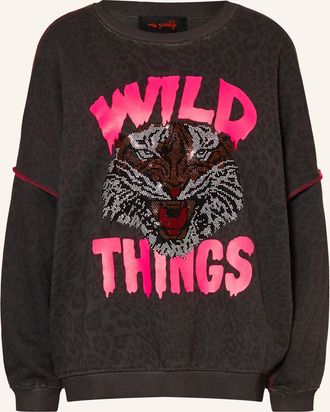Miss Goodlife Miss Goodlife Oversized-Sweatshirt Mit Schmucksteinen grau