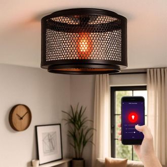 Nowa Plafonnier led intelligent plafonnier &agrave; intensit&eacute; variable lampe de salon lampe r&eacute;tro en or noir lampe de table &agrave; manger, application de changement