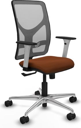 Piqueras y Crespo B&uuml;rostuhl mit schwarzen und wei&szlig;en Armlehnen, h&ouml;henverstellbare Lendenwirbelst&uuml;tze, 3 Positionen, Grau/Braun