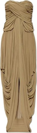 Balmain Femme, Robes, Beige, Taille: 38 FR Robe drap&eacute;e &agrave; &eacute;paules d&eacute;nud&eacute;es