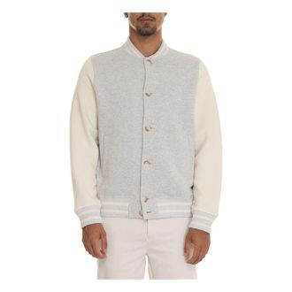 Gran Sasso College-Stil Kurze Jacke mit Kontrastdetails - - Jackets - Herren - Grau - XL