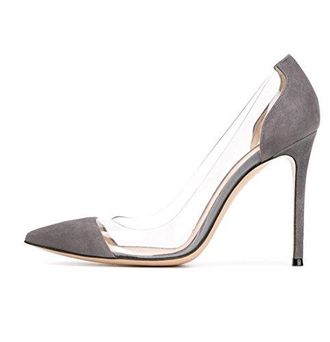 EDEFS Escarpins Femmes - Talon Haut Shoes - Suède Synthétique Chaussures Femme - Gris - Taille 39