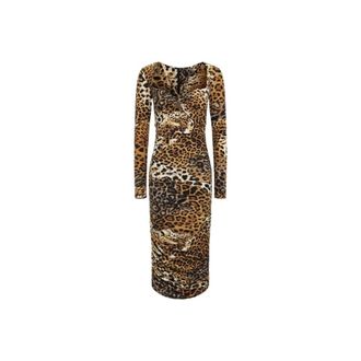 Roberto Cavalli Jaguar-Print-Kleid Hellbraun Weiblich - - Dresses - Damen - Braun - XL