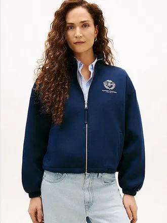 Tommy Hilfiger Pull zipp&eacute; d&eacute;contract&eacute; &agrave; blason brod&eacute;