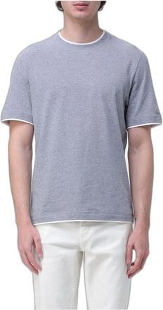 Brunello Cucinelli Gef&auml;lschtes Lagen-Baumwoll-T-Shirt - - Tops - Herren - Grau - 2XL