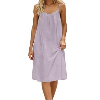 Generic Robe longue d&eacute;contract&eacute;e &agrave; bretelles spaghetti pour femme - Dos nu - Coupe ample et fluide avec poches - Couleur unie - Pour l&eacute;t&eacute;, la plage, les vacan