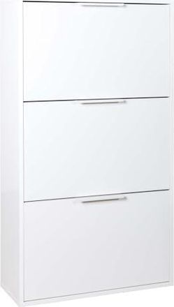 Composad Schuhregal der Linie Espresso doppelt tief mit 3 Klappen, platzsparend, Eingang, Schuhablage (BxHxT) 65x119,5x25 cm, Farbe weiß lackiert, hergestellt 