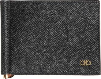 Ferragamo Portemonnaies - Compact Wallet With Micro Gancio Texture - Gr. unisize - in Grau - für Damen