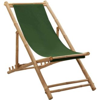 vidaXL vidaXL Liegestuhl Bambus und Canvas Gr&uuml;n